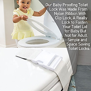 Toilet Locks Baby Proof Child Toddlers, [2 Packs] Sturdy Safety Toilet Lid Seat Proofer Lock for Kids Pets Dog, Easy Installation and Fit Most Toilets Bathroom (White)