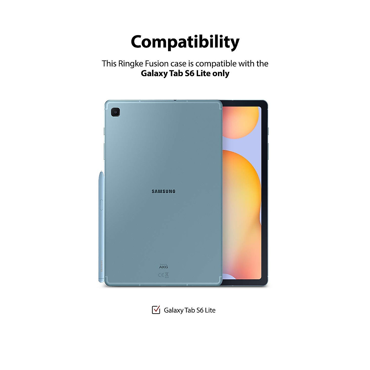 Ringke Fusion Case [Built-in Pen Holder] Compatible with Samsung Galaxy Tab S6 Lite Case 10.4 Inch 2024/2022 / 2020, Transparent Hard Back Shockproof Cover - Clear