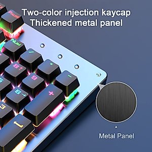 HotTopStar Wired Mechanical Gaming Keyboard, Computer Gaming Keyboards, USB Wired Mechanical LED Keyboard Rainbow Backlit Keyboards Black Axis for PC and Desktop Computer (104 Keys, Black)