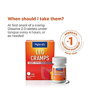 Hyland's Naturals Leg Cramp Tablets, Natural Relief of Calf, Leg and Foot Cramp, 100 Count
