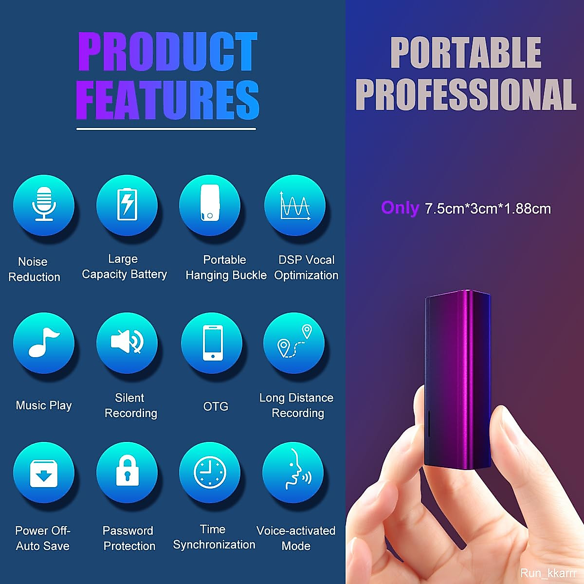 128GB Voice Activated Recorder, Long Battery Digital Audio Recorder, Portable Recording Devices, Voice Recorder with 2000 Hours Recording Capacity, 300 Hours Battery Time