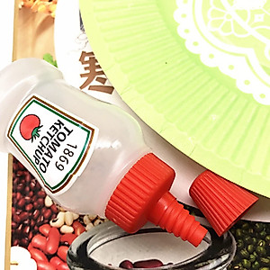 25ml Mini Condiment Squeeze Bottle Honey Squeezable Jar 2 Pack Ketchup/Sauce Containers Plastic Portable Lunch Box Dressing Dispensers to Go with Screw Cap 2pcs