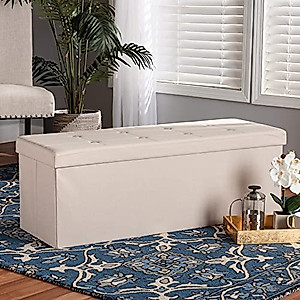 Baxton Studio Haide Modern and Contemporary Beige Fabric Upholstered Storage Ottoman