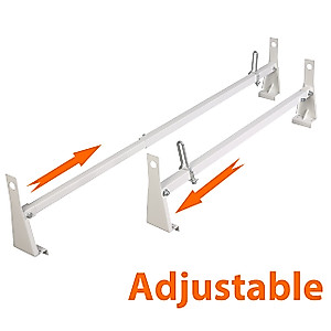 ECOTRIC 41"-77" Universal Ladder Roof Racks Compatible with 2003-2017 Chevy Express GMC Savana 1999-2014 Ford E-Series 700 Lbs Capacity Adjustable 2 Bars for Kayak Canoe Lumber Pipe Cargo