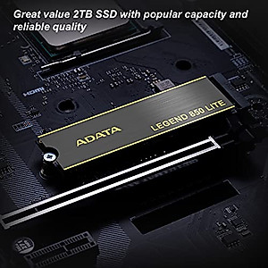 ADATA 2TB SSD Legend 850 LITE, NVMe PCIe Gen4 x 4 M.2 2280 Internal Solid State Drive, Speed up to 5,000MB/s, Storage for Gaming and PC Upgrades, High Endurance with 3D NAND