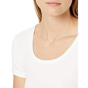 Amazon Essentials Women's Slim-Fit Cap-Sleeve Scoop Neck T-Shirt, Pack of 2, Black/White, X-Large