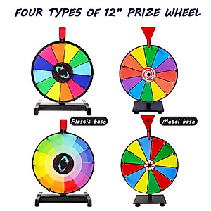 iElyiEsy 12 Inch Spinning Wheel for Prizes 12 Slots Spinner with Stand, Dry Erase Marker and Eraser for Trade Show Carnival Party Pub Fortune Game