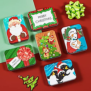 JOYIN 6 Christmas Gift Card Holder Tin Boxes 4.7” x 3.5” x 0.9” Christmas Tins Holders for Christmas Holiday Décor, Xmas Party Favor Box