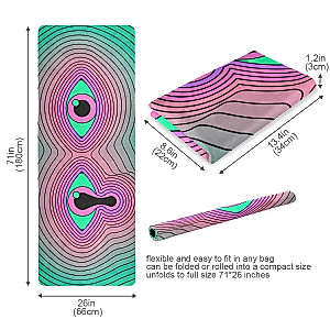 GOODOLD Trippy Melting Eye Yoga Mat Non-slip Eco Friendly Yoga Towel Exercise Indoor Outdoor Gym Pilates With Storage Bag for Women Men, 71 x 26inch