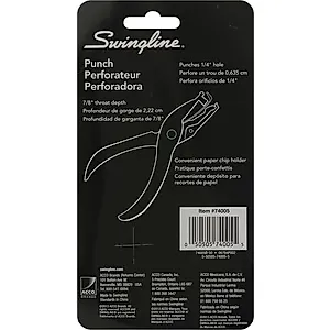 Swingline 1 Hole Punch, Single Hole Puncher, 5 Sheet Capacity, Classic Office Paper Punch for Craft Paper, DIY Crafts, Perfect for Home Office School Supplies, Chrome (74005)