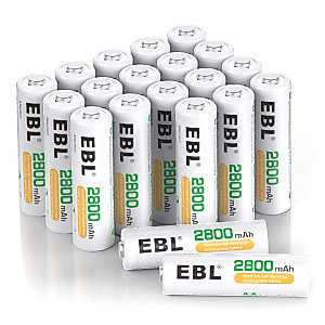 EBL 20-Counts AA Rechargeable Batteries and 8 Bay Newest Version LCD Battery Charger