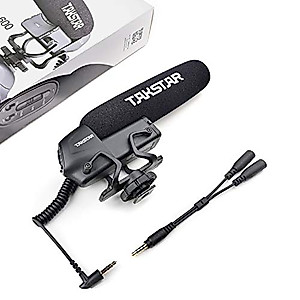 Takstar SGC-600 Shotgun Microphone, Camera Microphone for iPhone Smartphone, Nikon Canon Sony DSLR Camcorder Professional Video Microphone with Windscreen, Shock Mount, 3.5mm Stereo Audio Jack