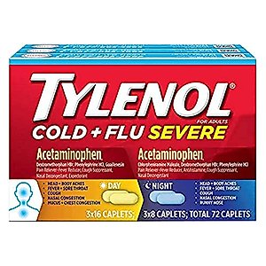 Tylenol Cold + Flu Severe Day & Night Caplets, 72 Caplets
