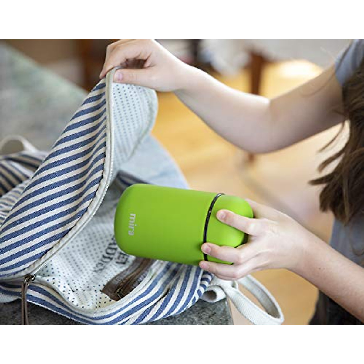 MIRA Lunch, Food Jar 2 Pack - Vacuum Insulated Stainless Steel Lunch Thermos - 13.5 oz - Set of 2 - Cactus Green, Denim Blue