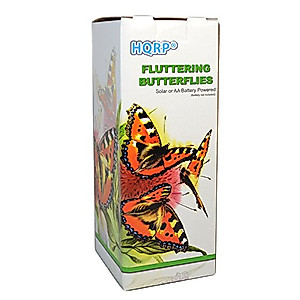 HQRP Twin Solar Powered Flying Fluttering Butterflies Blue and Red Swallowtail for Garden Plants Flowers/Patio Landscape Decor + HQRP UV Meter