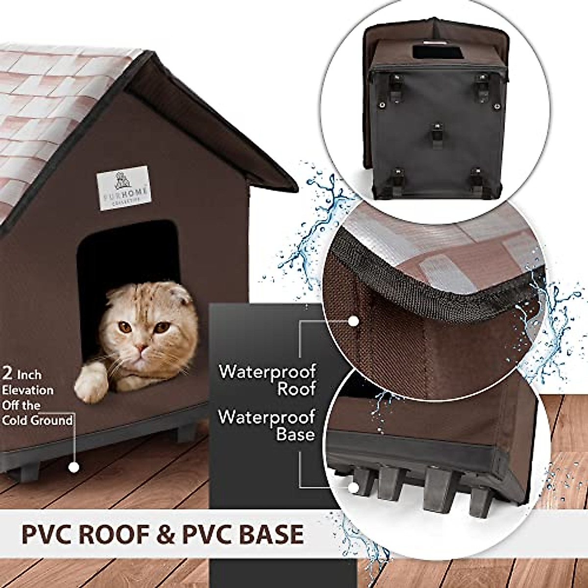 Heated Cat Houses for Outdoor Cats, Elevated, Waterproof and Insulated - A Safe Pet House and Kitty Shelter for Your Cat or Small Dog to Stay Warm & Dry