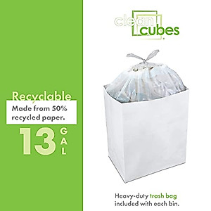 Clean Cubes 13 Gallon Trash Cans & Recycle Bins for Sanitary Garbage Disposal. Disposable Containers for Parties, Events, Recycling, and More. 3 Pack (White)