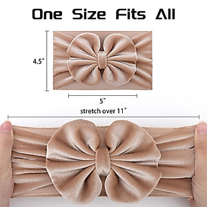 YanJie Hairband - Soft Velvet Baby Headbands with Big Bows, Leopard Color, Handmade for Baby Girls from Newborn to Toddler