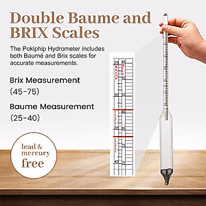 Maple Syrup Hydrometer, Baume and Brix Scale, Maple Syrup Density Kit Syrup Hydrometer for Measure Sugar and Moisture Content (Density) of Boiled Sap