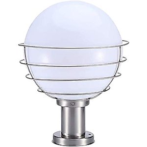 Bwldma Outdoor Waterproof Ball E27 Post Lamp Modern Simple Round Spherical Column Headlights Stainless Steel Home Garden Bulb Landscape Pillar Light (Size : 20 30cm) (Size : 40cm)