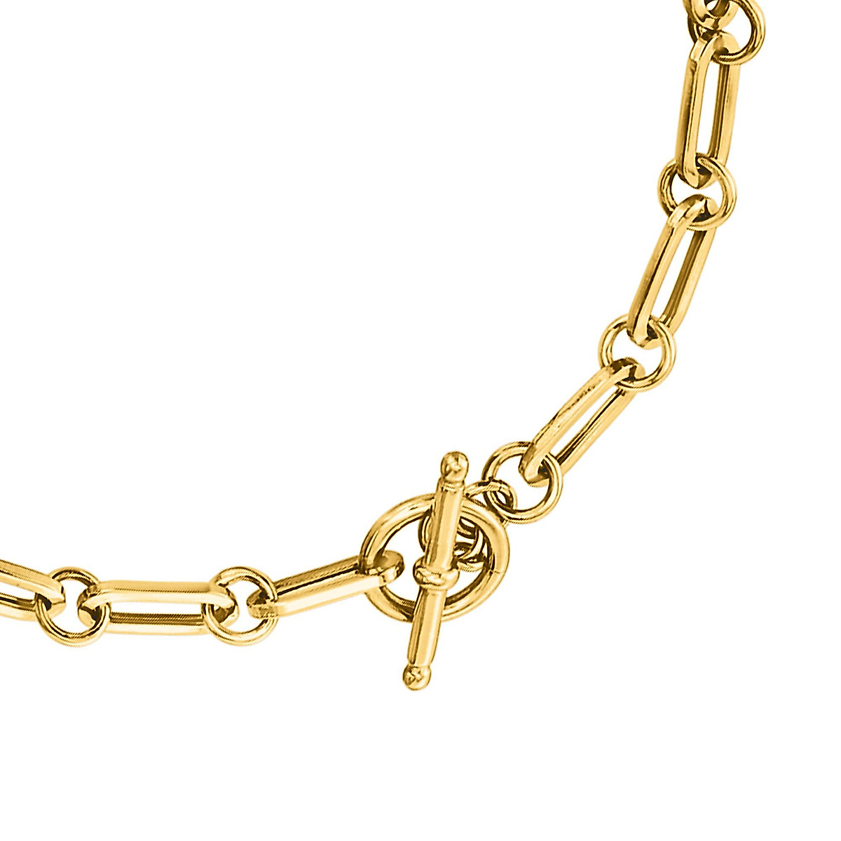 Ross-Simons Italian 18kt Gold Over Sterling Paper Clip Link Necklace. 16 inches