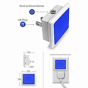 LOHAS Blue LED Night Lights, 4 Pack Dusk to Dawn Sensor Blue Plug into Wall Light for Kids, Blue Plug in Night Light, Auto On/Off Nightlight Ideal for Home Decor, Kid’s Room, Bedroom, Kitchen, Hallway