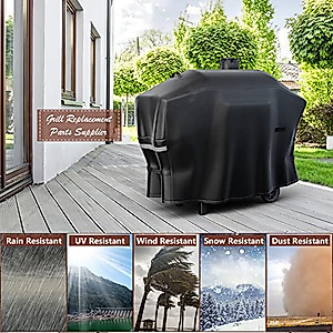 QuliMetal Grill Cover for Camp Chef 24 Pellet Grills, Model DLX 24, SmokePro 24, PG24, PG24LS, PG24S, PG24SE, PG24LTD, PG24XT, SG24, SmokePro DLX, Woodwind 24 Pellet Grills, Full Length Anti-UV 600D