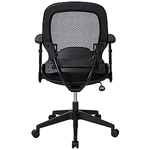 SPACE Seating AirGrid Back and Padded Bonded Leather Seat, 2-to-1 Synchro Tilt Control, Adjustable Arms, Nylong Base Adjustable High Back Managers Chair, Black