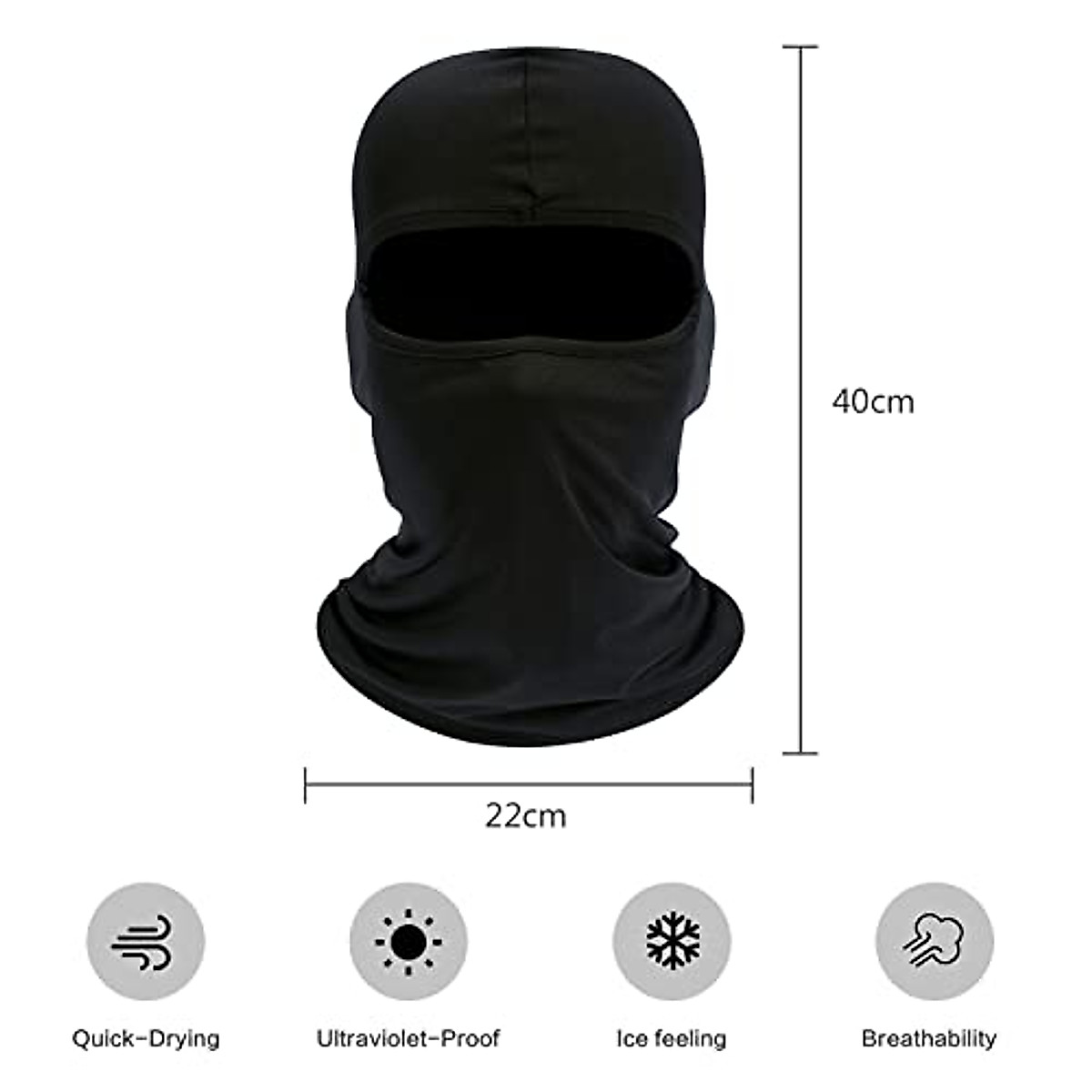 SUNLAND Black Balaclava Motorcycle Cycling Bike Bandana Hiking Skateboard Head Sock Black