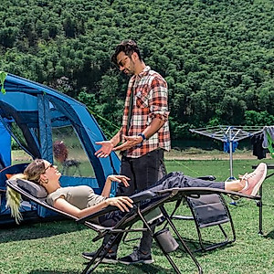 Timber Ridge Balsam Deluxe Zero Gravity Lounger Oversize Outdoor Recliner Chair, Grey