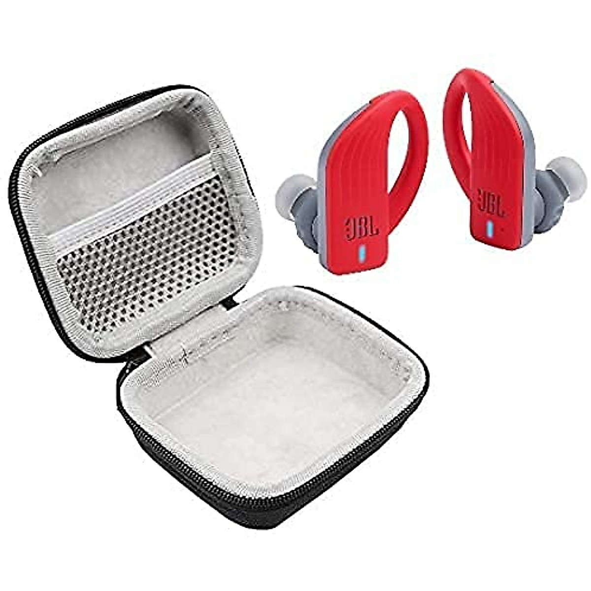 JBL TWS True Wireless in-Ear Headphones Bundle with Deluxe Hardshell Case (Endurance Peak, Red) (Renewed)