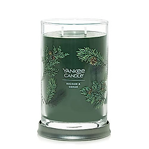 Yankee Candle Balsam & Cedar Scented, Signature 20oz Large Tumbler 2-Wick Candle, Over 60 Hours of Burn Time - Christmas | Holiday Fragrance
