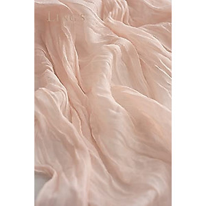 Ling's Moment 10Ft x 35" Wide Blush Gauze Semi-Sheer Table Runner Cheesecloth Tablecloth for Wedding Party Bridal Shower Boho Table Decor