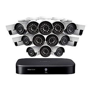 Lorex Indoor/Outdoor Wired Security Camera System, 1080p HD Bullet Cameras with Motion Detection Surveillance, Night Vision & Smart Home Voice Compatibility, 2TB 16 Channel DVR, 16 Cameras