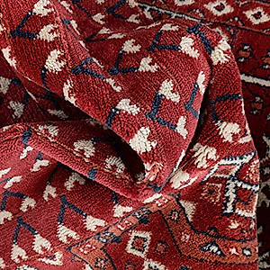 Well Woven Aldo Crimson Red & Blue Bokhara Tribal Area Rug 5x7 (5'3" x 7'3")