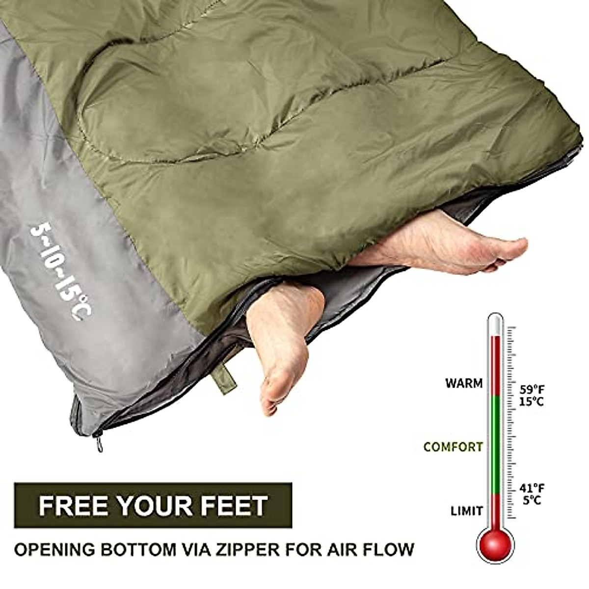 Night Cat Camping Sleeping Bag for Adults 3 Seasons Portable Lightweight Backpacking Hiking Traveling Indoor Outdoor Temperature 5-15℃ 2.6x6.3ft Switch to a Quilt or Blanket