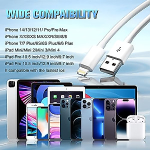 iPhone Fast Charging Cable [Apple MFi Certified] 2-Pack 3FT Lightning to USB Cable iPhone Charger Cord Compatible with iPhone 14 13 12 11 Pro Max XR XS X 8 7 6 Plus SE iPad and More Lightning Cable