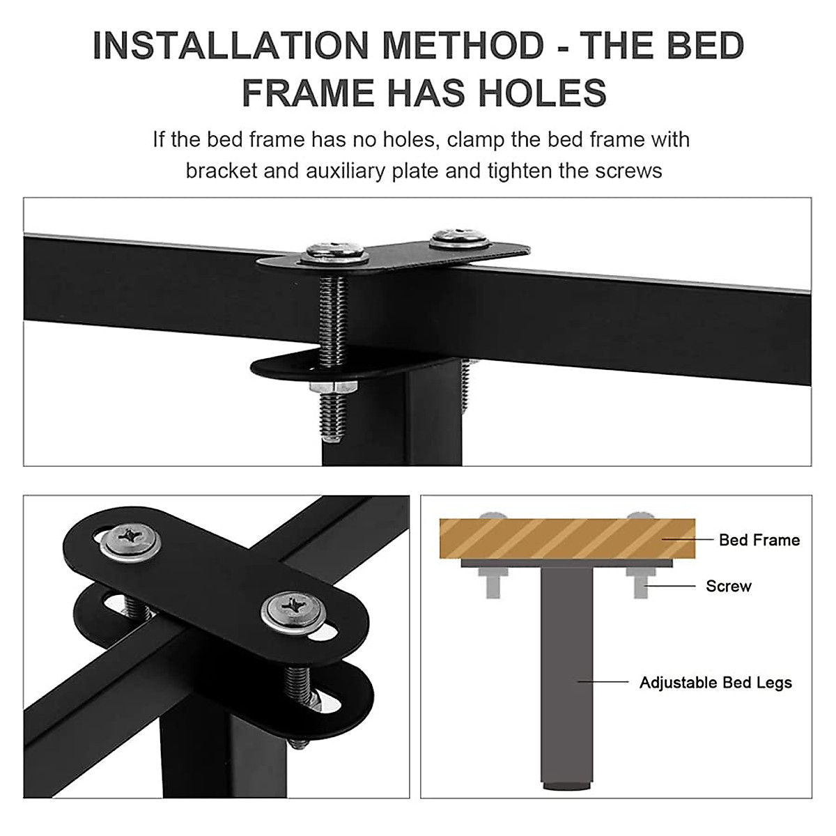 Skuehod Metal Adjustable Bed Legs Replacement Set of 4,Center Support Legs for Steel Bed Frame Slat Support (7"-13")