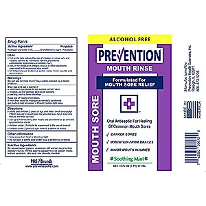 Prevention Mouth Sore Mouthwash - Value 2 Pack, for Canker Sore Treatment or Braces Inflammation