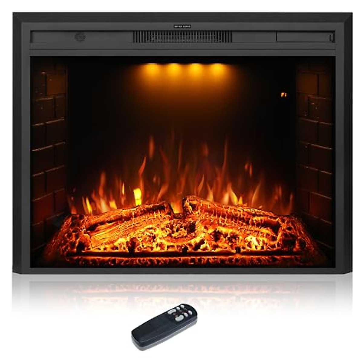 Dreamflame 36 inch Electric Fireplace, Wall Fireplace Electric with Remote Control, Realistic Log and Crackling Sound, Overheating Protection and Timer, 750/1500W Black