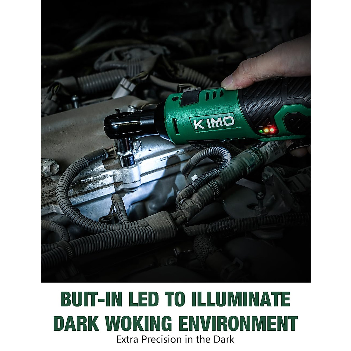 KIMO Cordless Electric Ratchet Wrench Set, 40 Ft-lbs, 400 RPM+20V Cordless Impact Wrench 1/2 inch, 2832In-Lbs & High Torque 3400 IPM