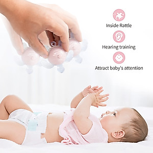 ODDAVA Baby Teething Toys, Silicone Baby Teether Bpa Free,Soothe Babies Sore Gums,Baby Chew Toys with Storage Case,Starfish Rattle Toys for 6 Month Boys and Girl (Pink)