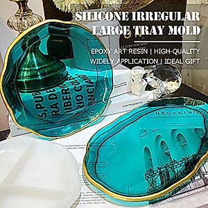 2PC Silicone Large Tray Mold Irregular Oval/Round Coasters Epoxy Resin Casting Mould Kit Art Supplies for Resin Home Office Decor Ideal Gift (Oval+Round)