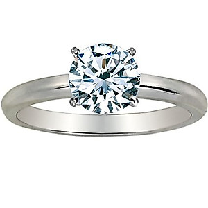 Near 1/2 Carat Round Cut Diamond Solitaire Engagement Ring 14K White Gold 4 Prong (K, I2, 0.45 c.t.w) Very Good Cut