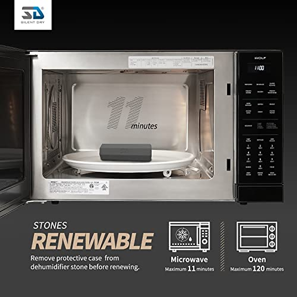 SD SILENT DRY Reusable Gun Safe Dehumidifier for Gun Accessories/Storage/Closet/Cabinet/Camera, up to 40L Safe, Shotgun Jr.