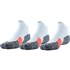 Under Armour Unisex-Adult Run Cushion Quarter Socks, Multipairs, White (3-Pairs), Large