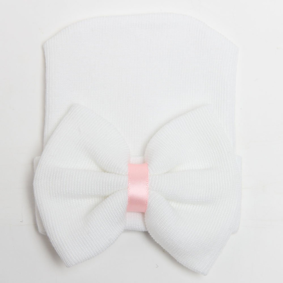 DRESHOW BQUBO 4 Pack Newborn Hospital Hat Infant Baby Hat Cap with Big Bow Soft Cute Knot Nursery Beanie