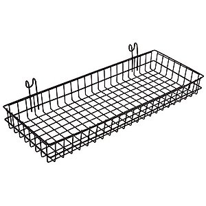 Kaforise Hanging Basket for Wire Wall Grid Panel, Multi-Function Wall Storage and Display Basket, Large Size, Black Painted