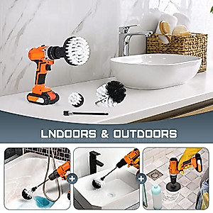 Soft White Drill Brush Attachment Set - Car Interior Detailing Kit, All Purpose Power Drill Brush with Extend Attachment for Car, Boat, Seat, Carpet, Upholstery, Bathroom, Grout, Floor and Tile