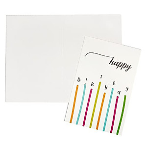 Happy Birthday Greeting Cards (48-Pack) - 6 Handwritten Modern Style, Colourful Designs - Blank on the Inside, Envelopes Included - 10 x 15 Centimetres